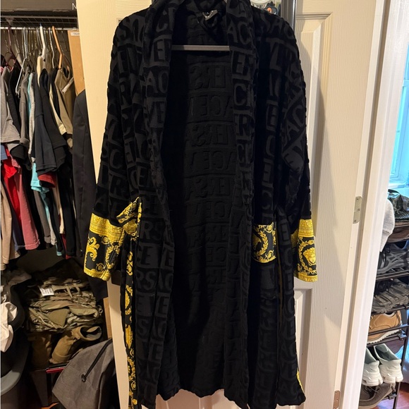 Versace | Other | Versace Black And Gold Womenmen Bath Coat | Poshmark